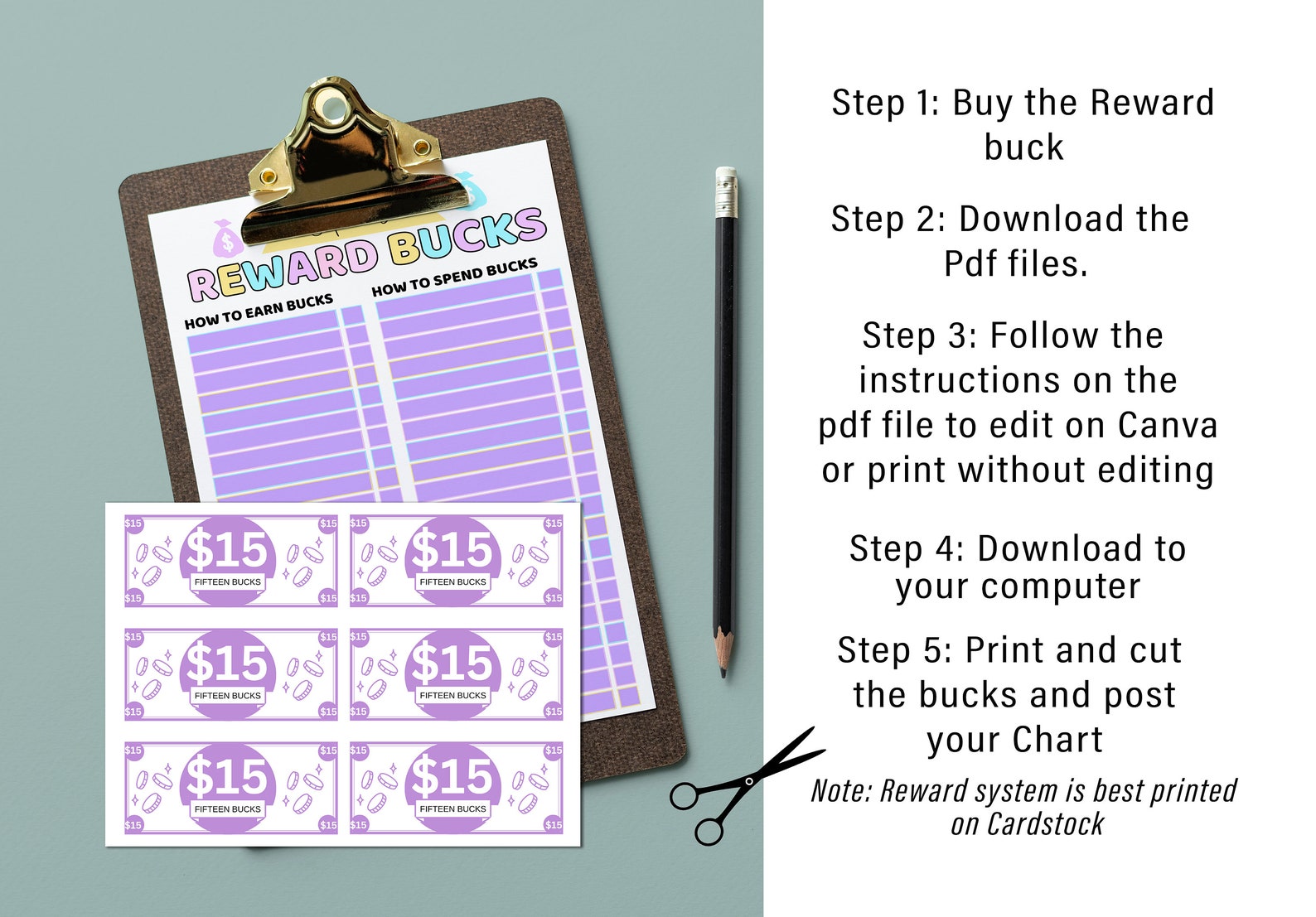 Kids Reward Bucks Printable, Kids Reward Coupons, Chore Bucks ...