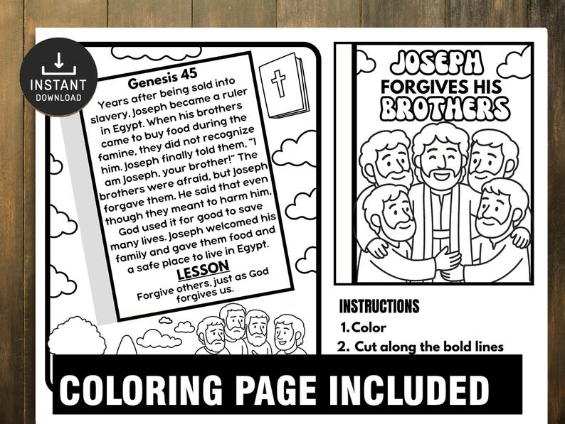 Joseph and His Brothers Mini Book, Bible Lesson, Sunday School, Bible ...