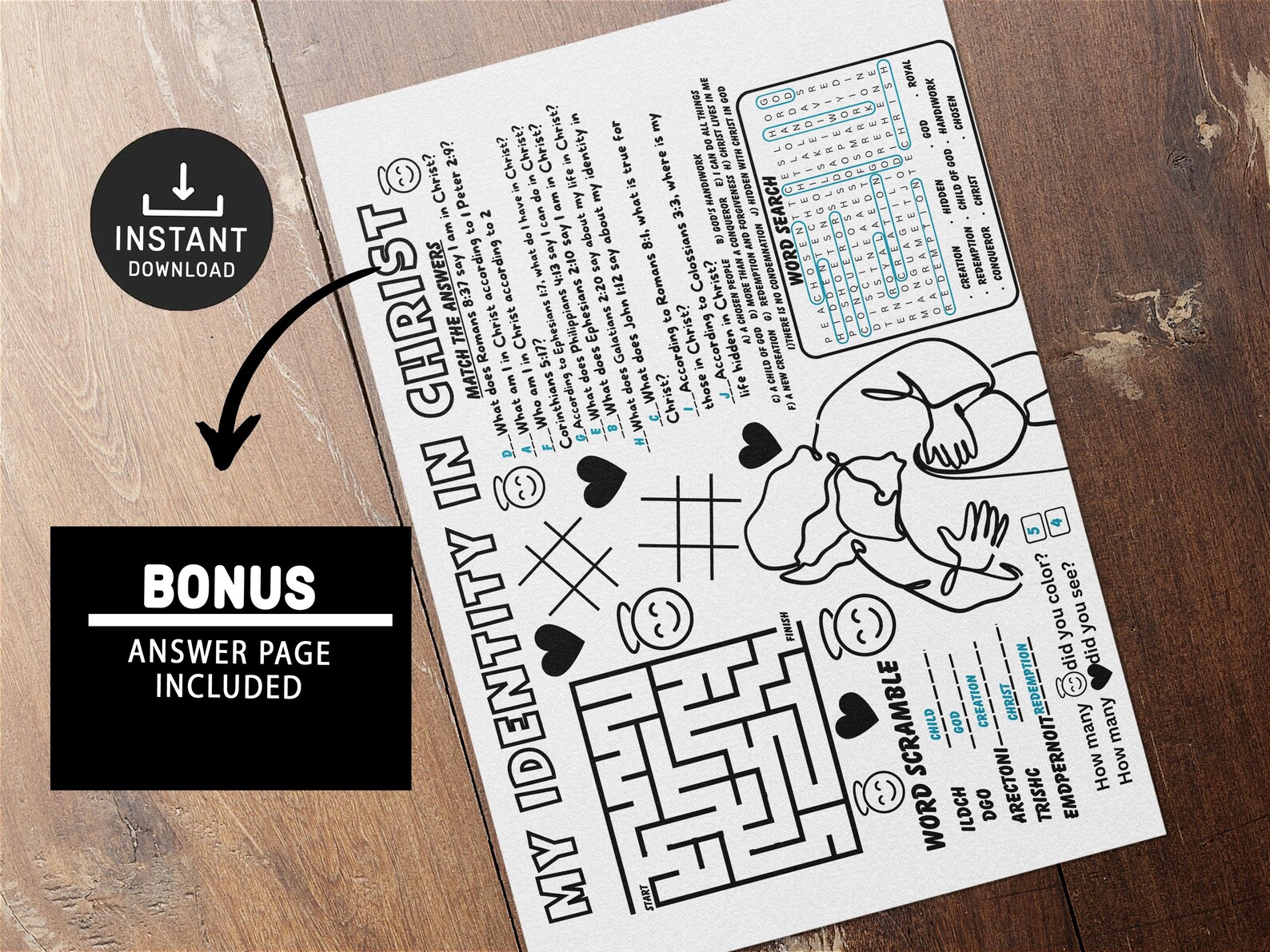 Identity in Christ Activity Placemat, Bible Activity, Sunday School ...