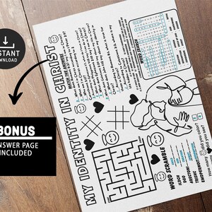 Identity in Christ Activity Placemat, Bible Activity, Sunday School ...