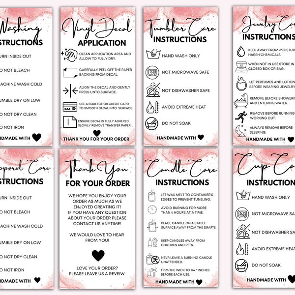 Sublimation Shirt Care Card - Etsy