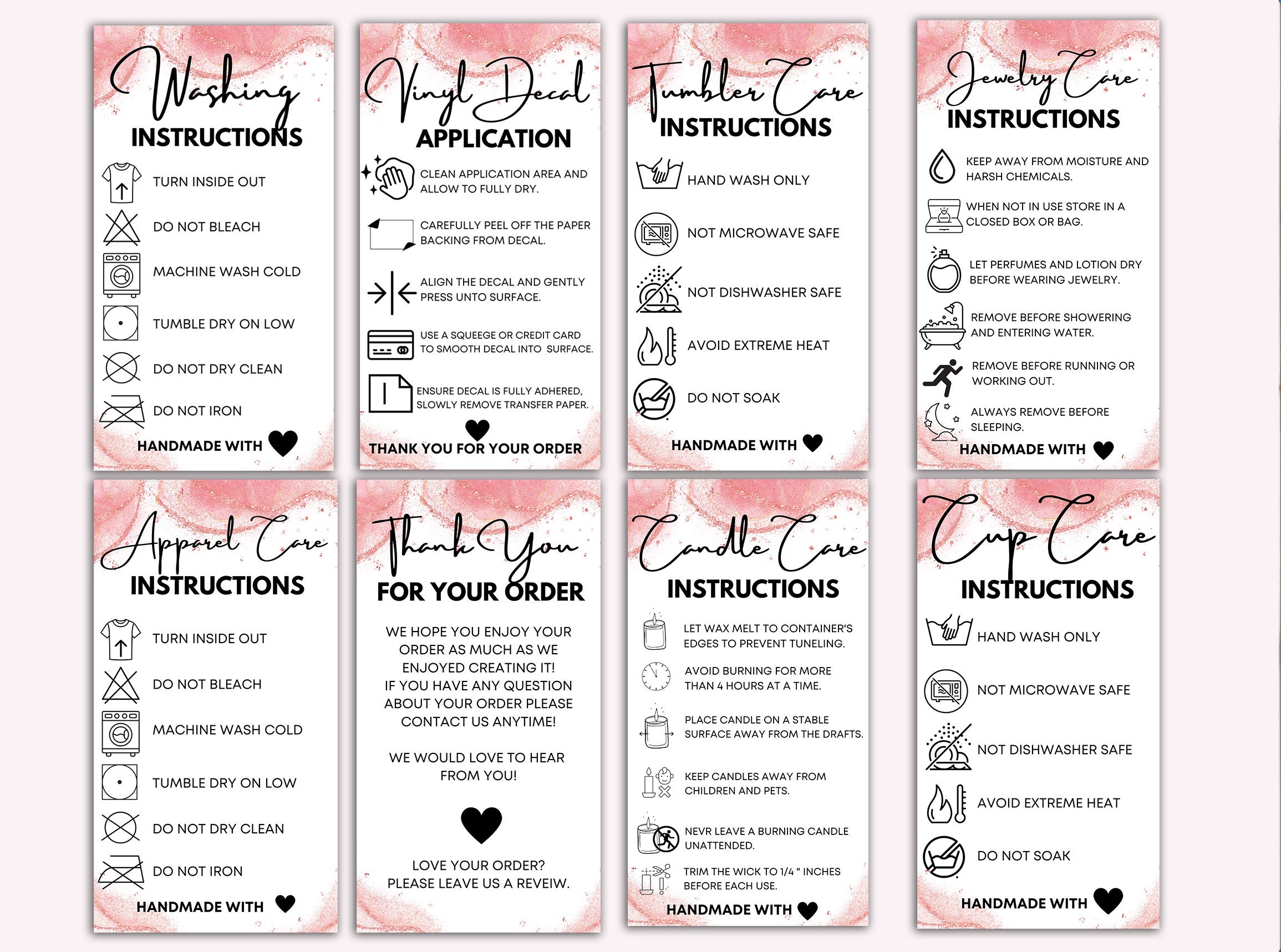 Care Card Bundle, Printable Cup Care Card, PNG, PDF, Vinyl Decal, Shirt ...