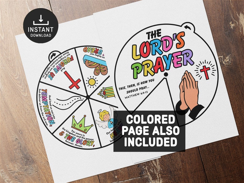 The Lord's Prayer Coloring Wheel, Bible Activity, Kids Bible Lesson ...