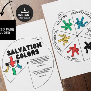 Salvation Coloring Wheel, Printable Bible Verse Activity, Watercolor ...