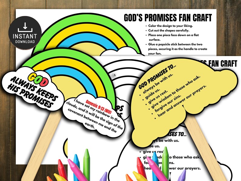 God's Promises Rainbow Fan Craft, Sunday School Lessons, Bible Activity ...