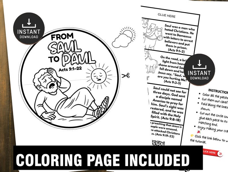 Saul to Paul Folding Surprise Bible Story Craft, Bible Lesson, Sunday ...