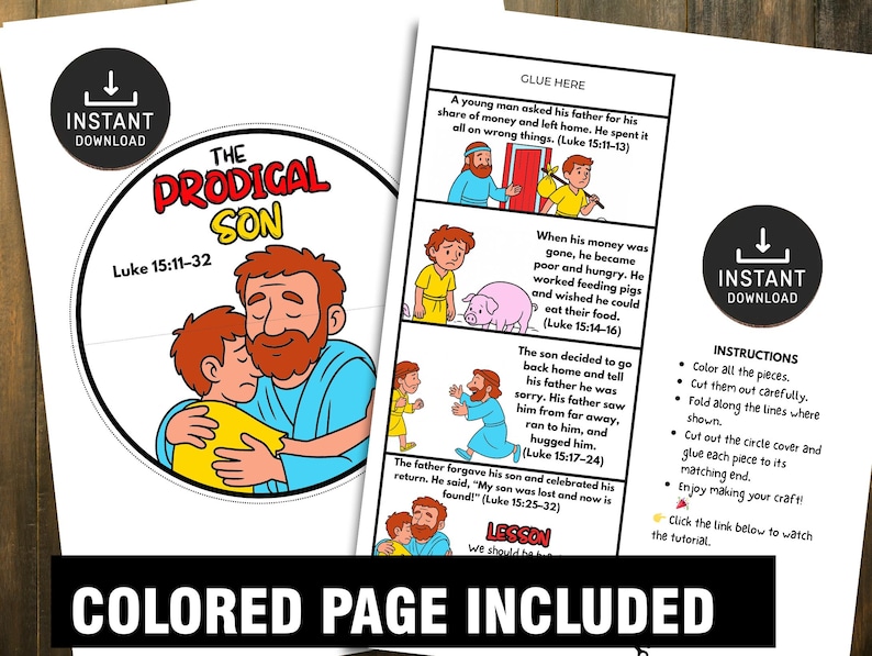 The Prodigal Son Folding Surprise Bible Story Craft, Kids Bible Lesson ...