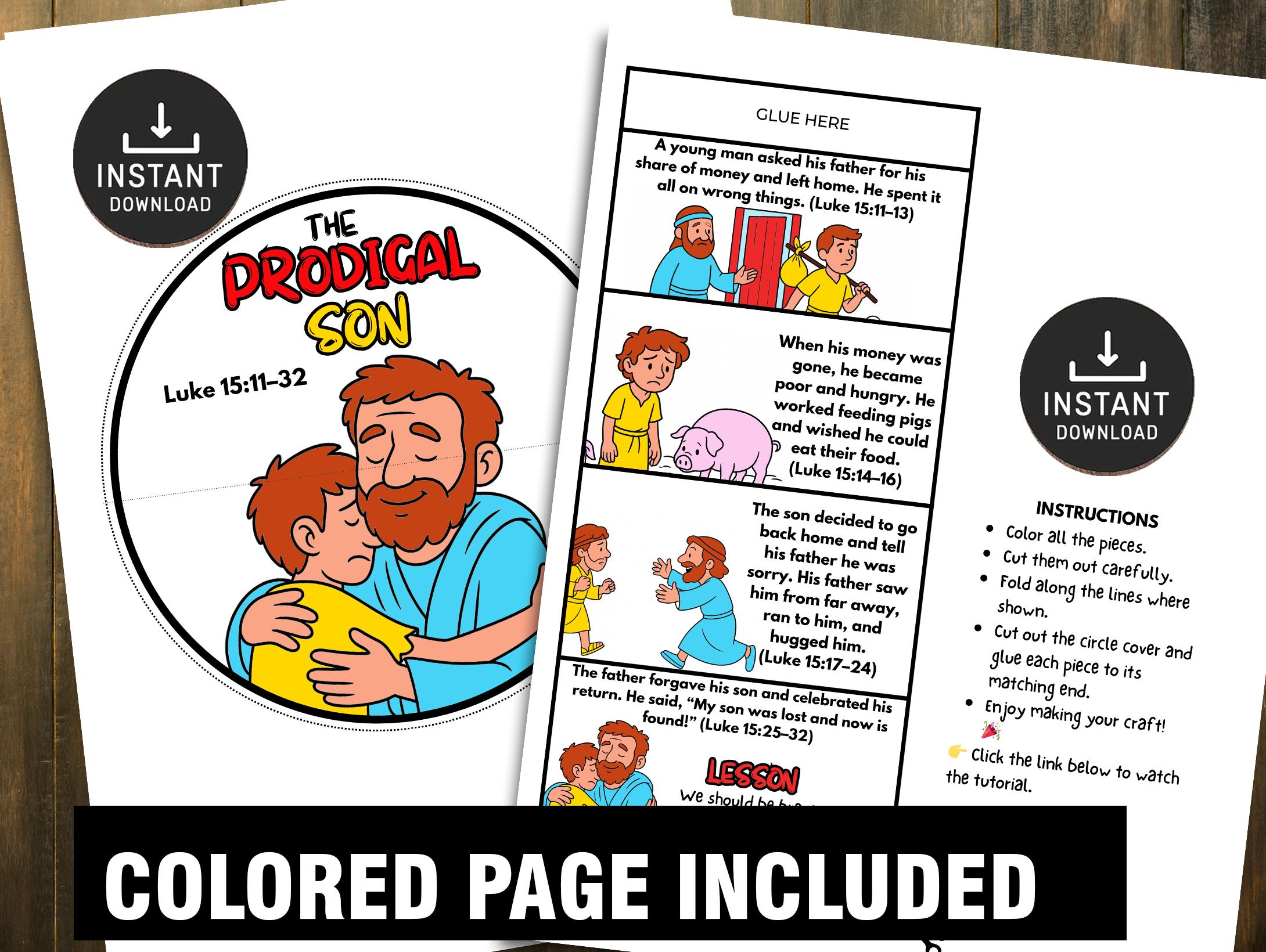 The Prodigal Son Folding Surprise Bible Story Craft, Kids Bible Lesson ...