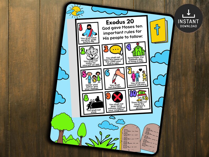 Ten Commandments Mini Book, Kids Bible Lesson, Sunday School, Bible ...