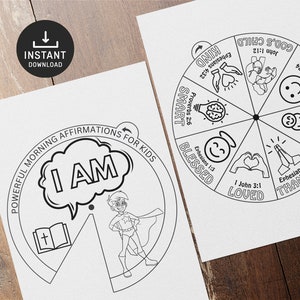 I AM Affirmation Scripture Coloring Wheel, Printable Bible Activity ...