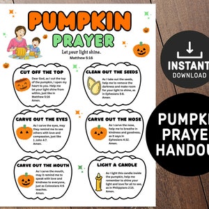 Pumpkin Prayer for Halloween Christian Handout, Halloween Activity ...