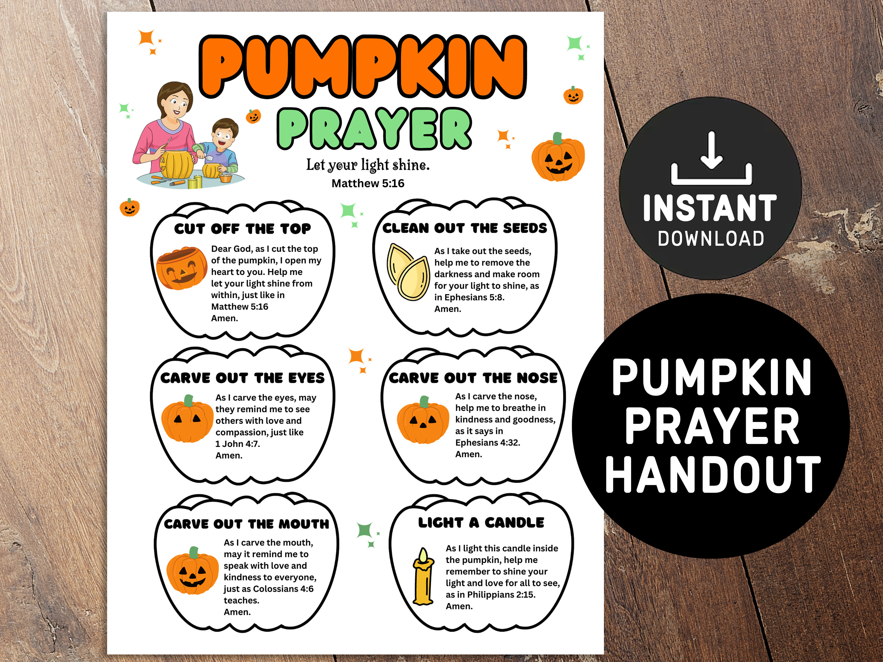 Pumpkin Prayer for Halloween Christian Handout, Halloween Activity ...