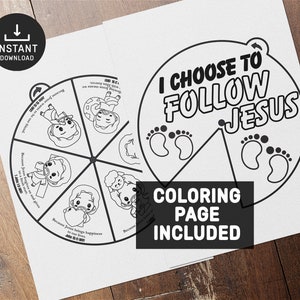 I Choose to Follow Jesus Coloring Wheel, Printable Bible Activity, Kids ...