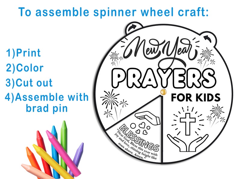 New Year Prayers Coloring Wheel, Bible Activity, Memory Game, Sunday ...