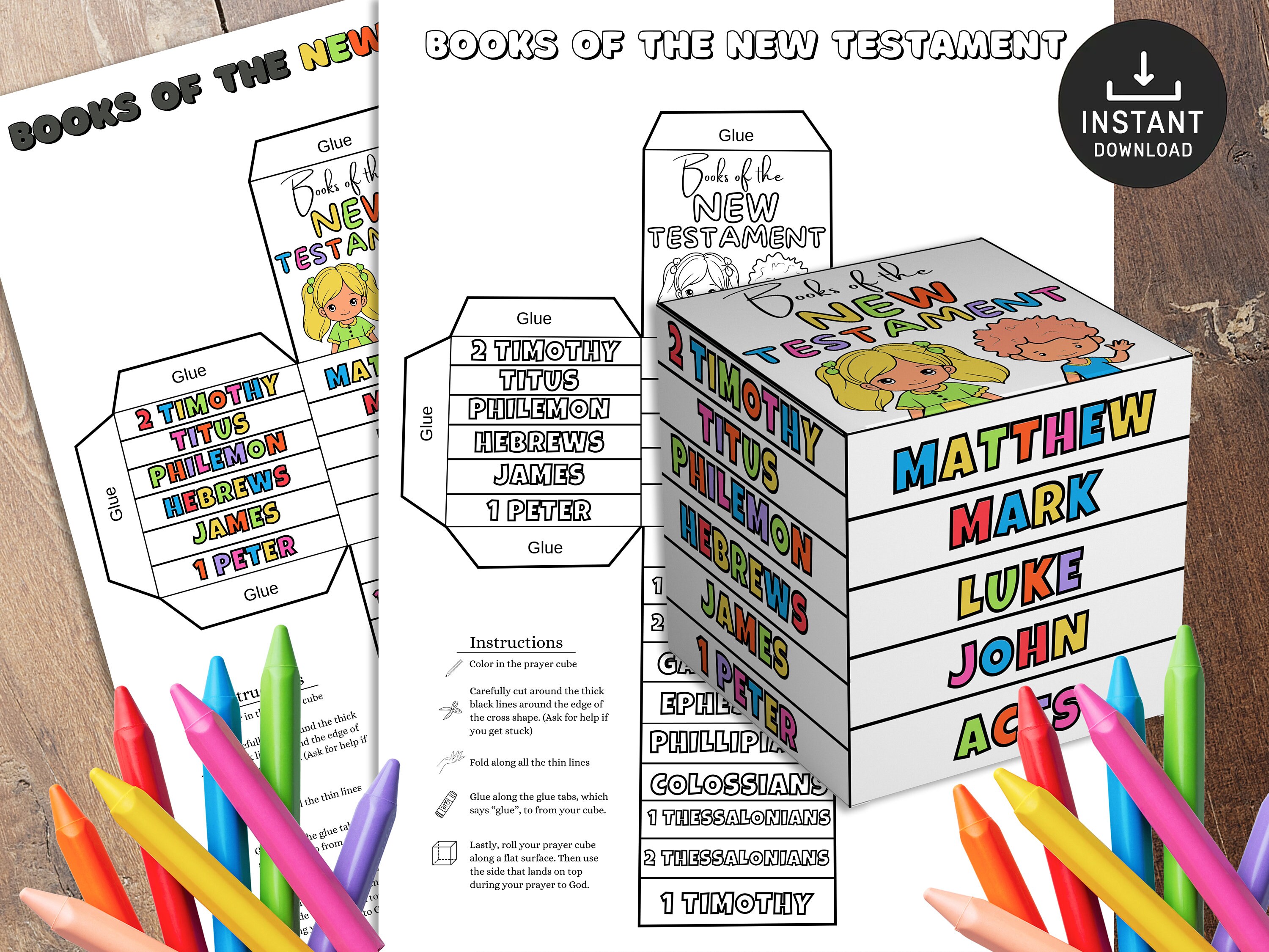 Books of the Bible, Old & New Testament Coloring Cube, Bible Activity ...