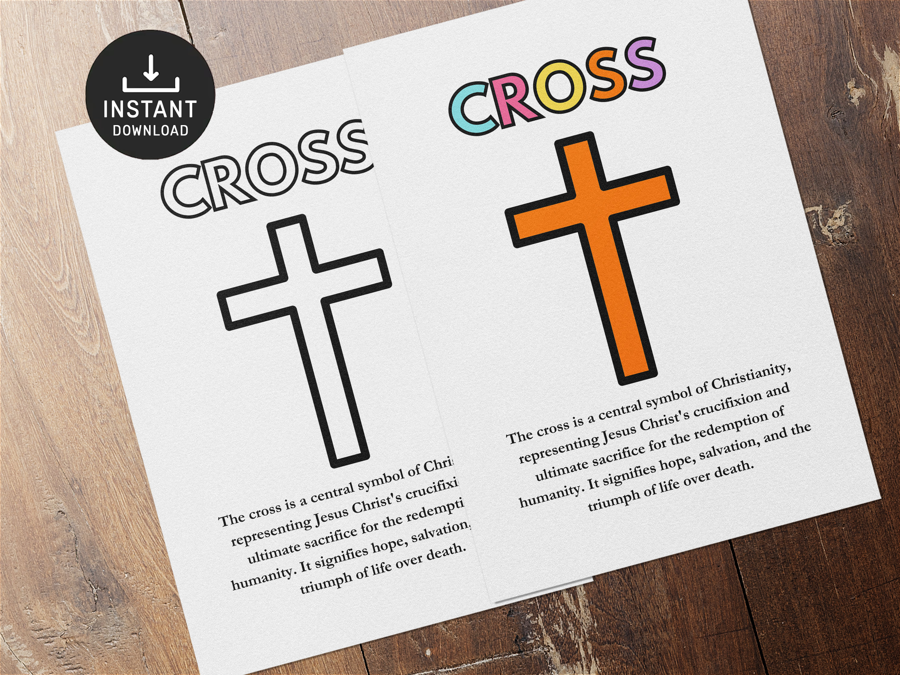Easter Symbols Coloring Page, Easter Sunday School Craft, Holy Week ...
