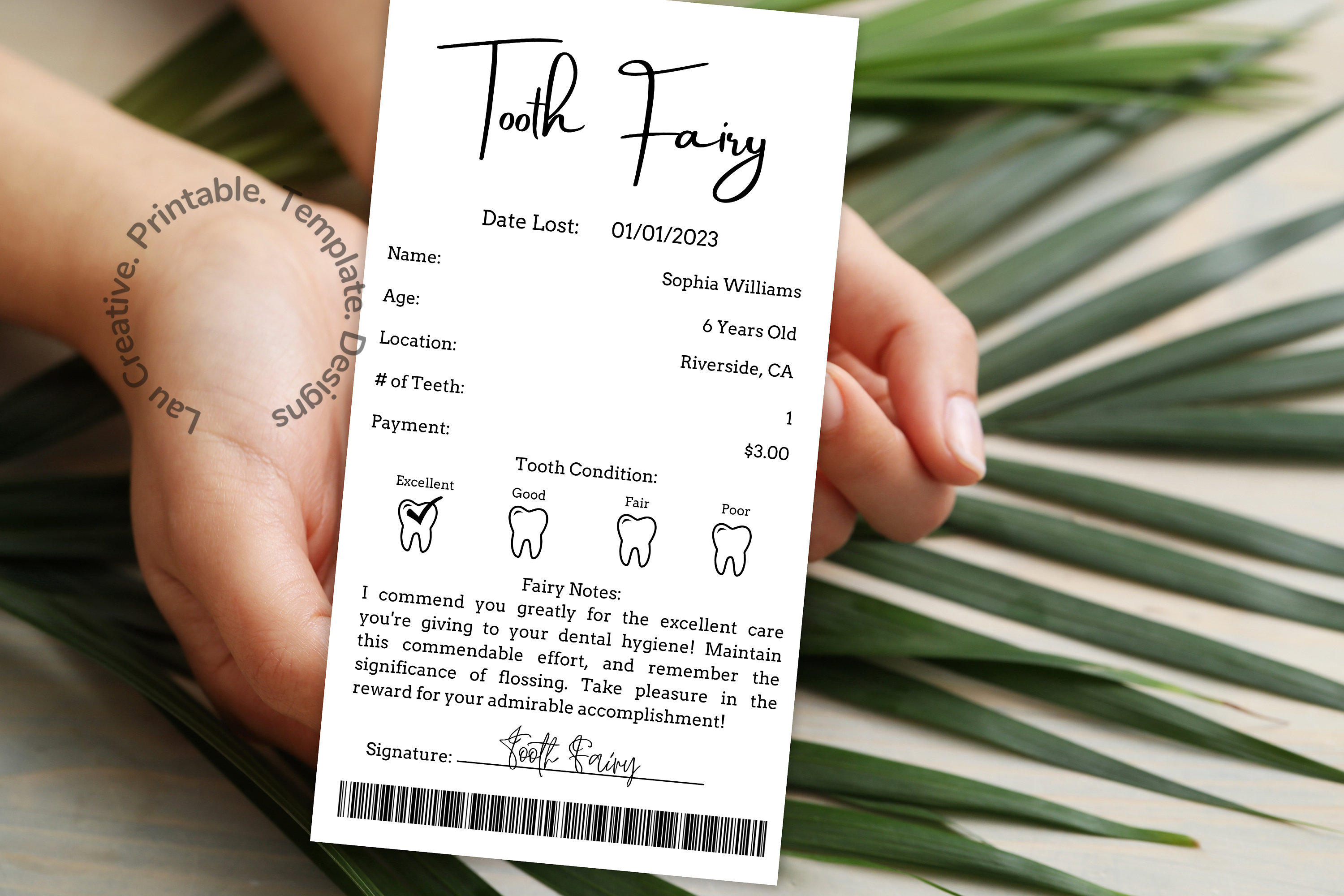 Editable Tooth Fairy Receipt Printable Certificate | First Tooth Lost ...