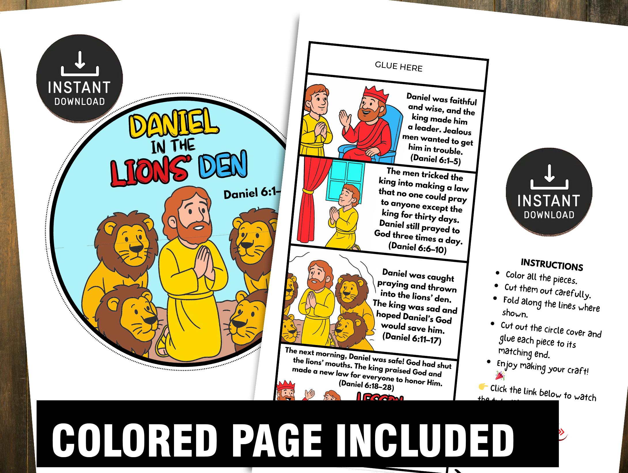 Daniel in the Lions Den Bible Story Craft, Sunday School (digital ...