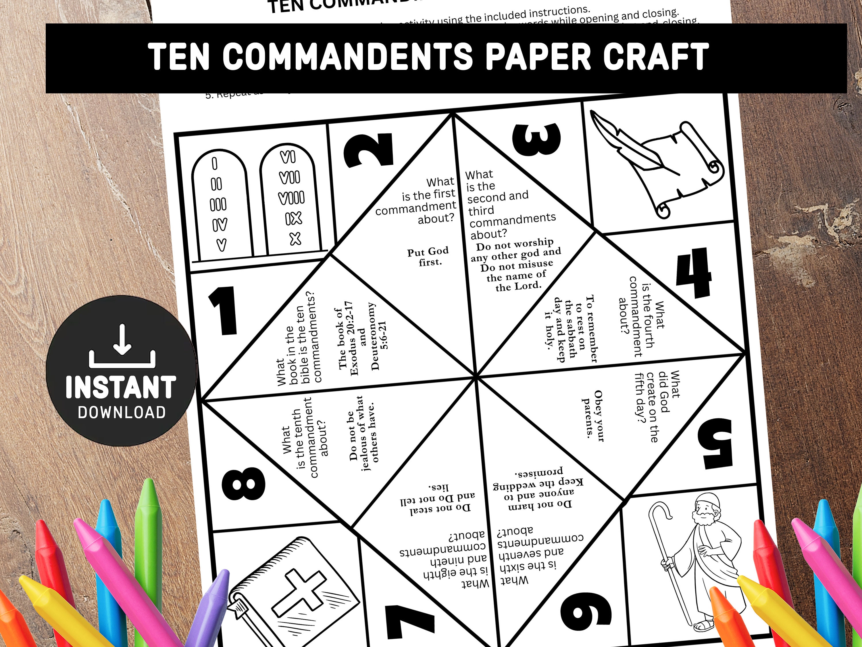 Ten Commandments Bible Story Activity Watercolor Kids Bible - Etsy Canada