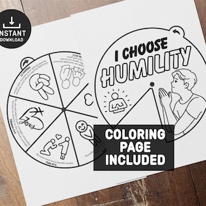 I Choose Humility Coloring Wheel, Printable Bible Activity, Kids Bible ...