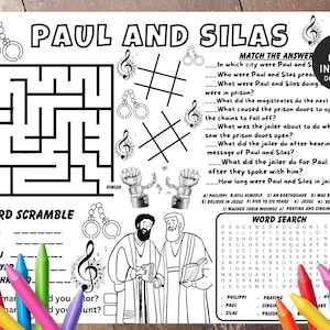 Paul and Silas Activity Placemat, Bible Activity, Sunday School, Bible ...