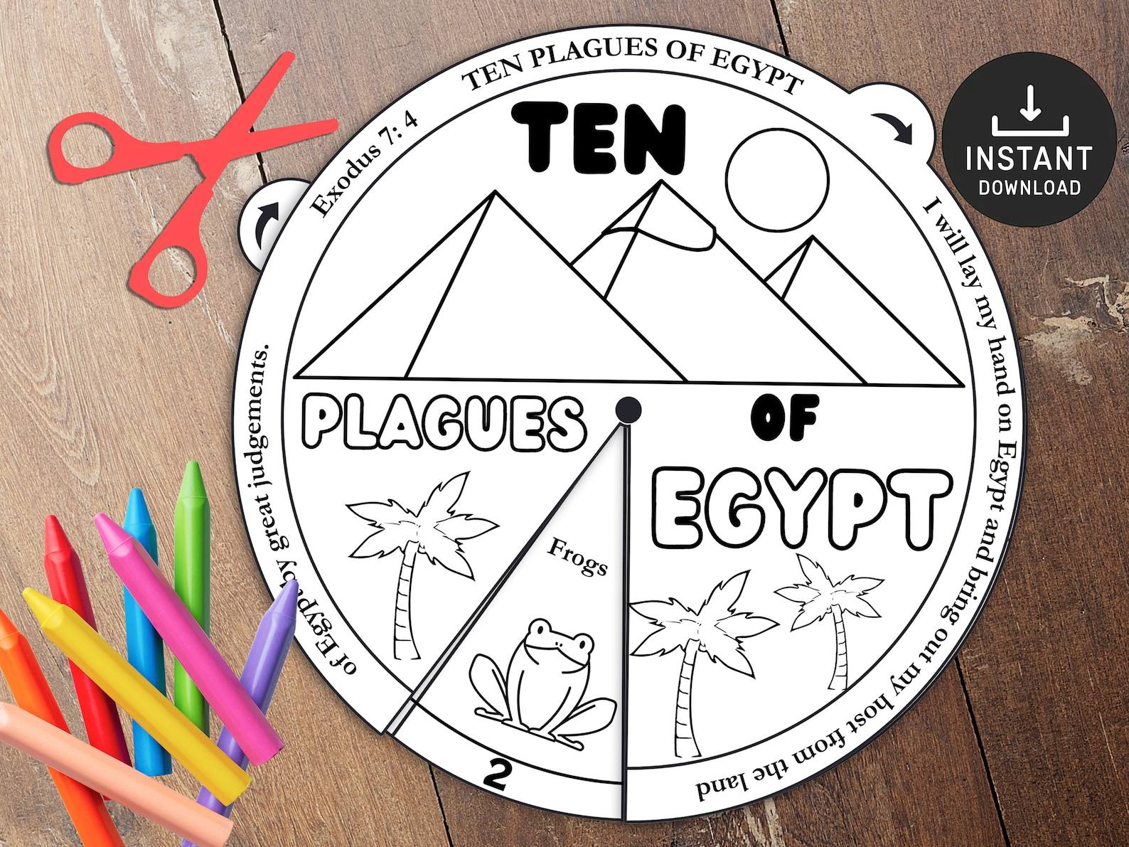 Ten Plagues of Egypt, Coloring Wheel, Bible Activity, Kids Passover ...