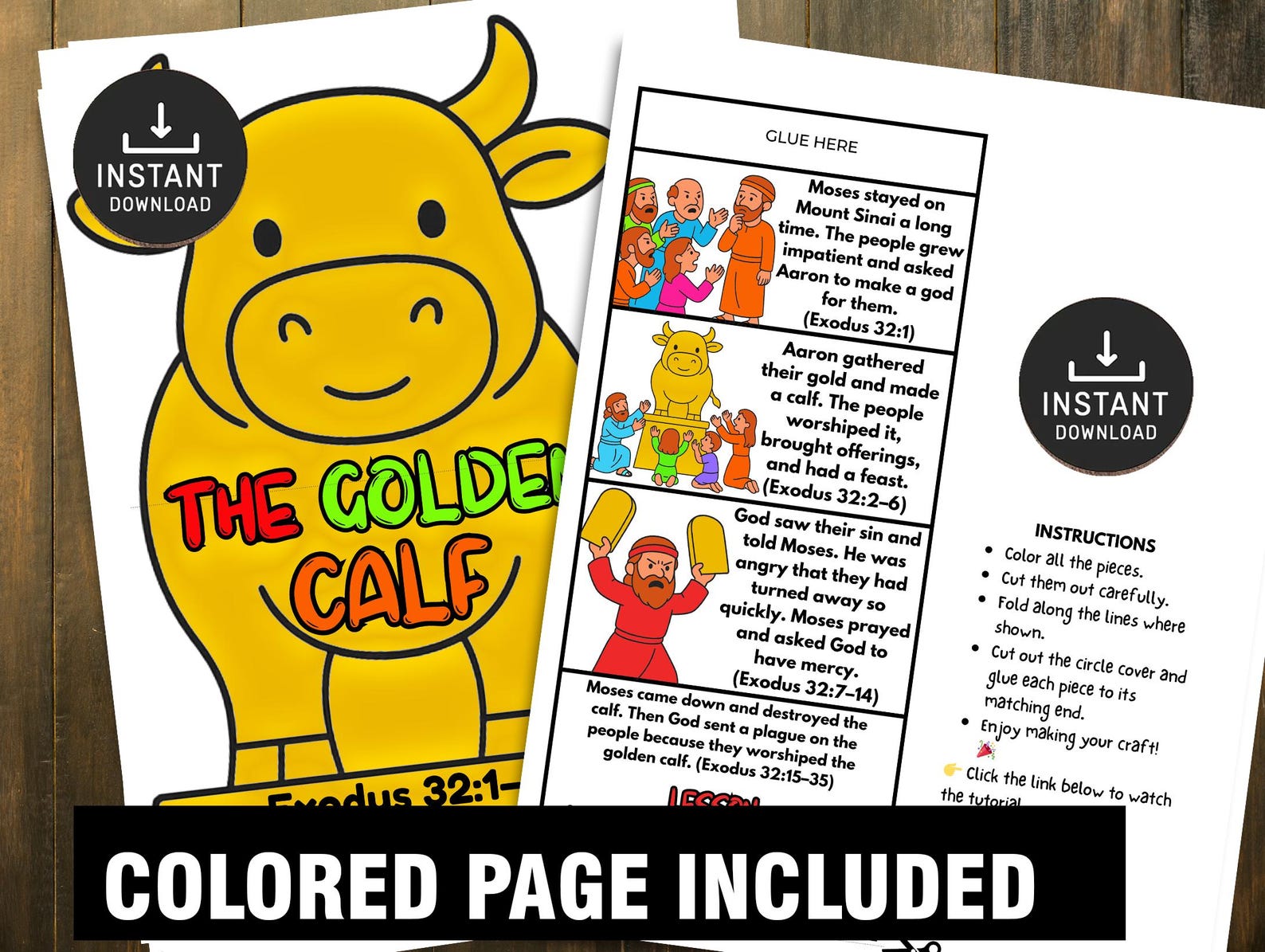 Moses and the Golden Calf Folding Surprise Bible Story Craft, Bible ...