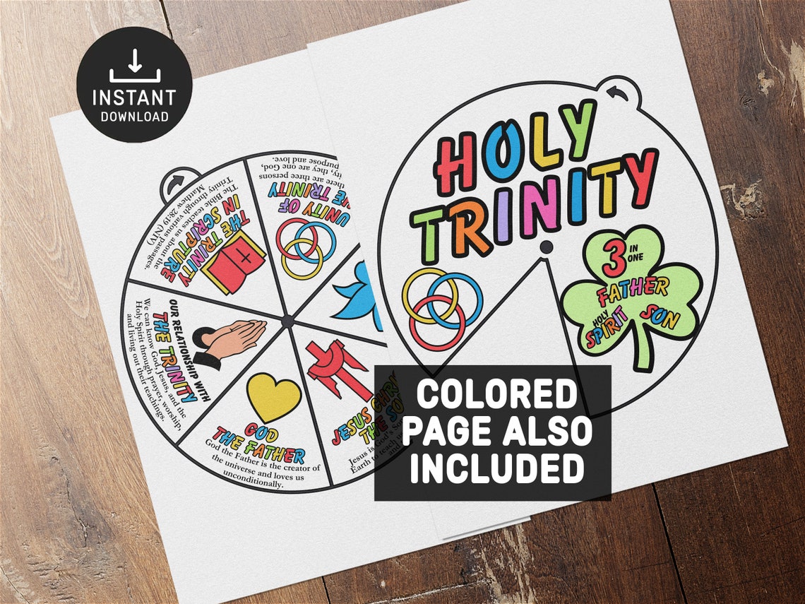 Holy Trinity Coloring Wheel, Shamrock Bible Activity, Matthew 28:19 ...