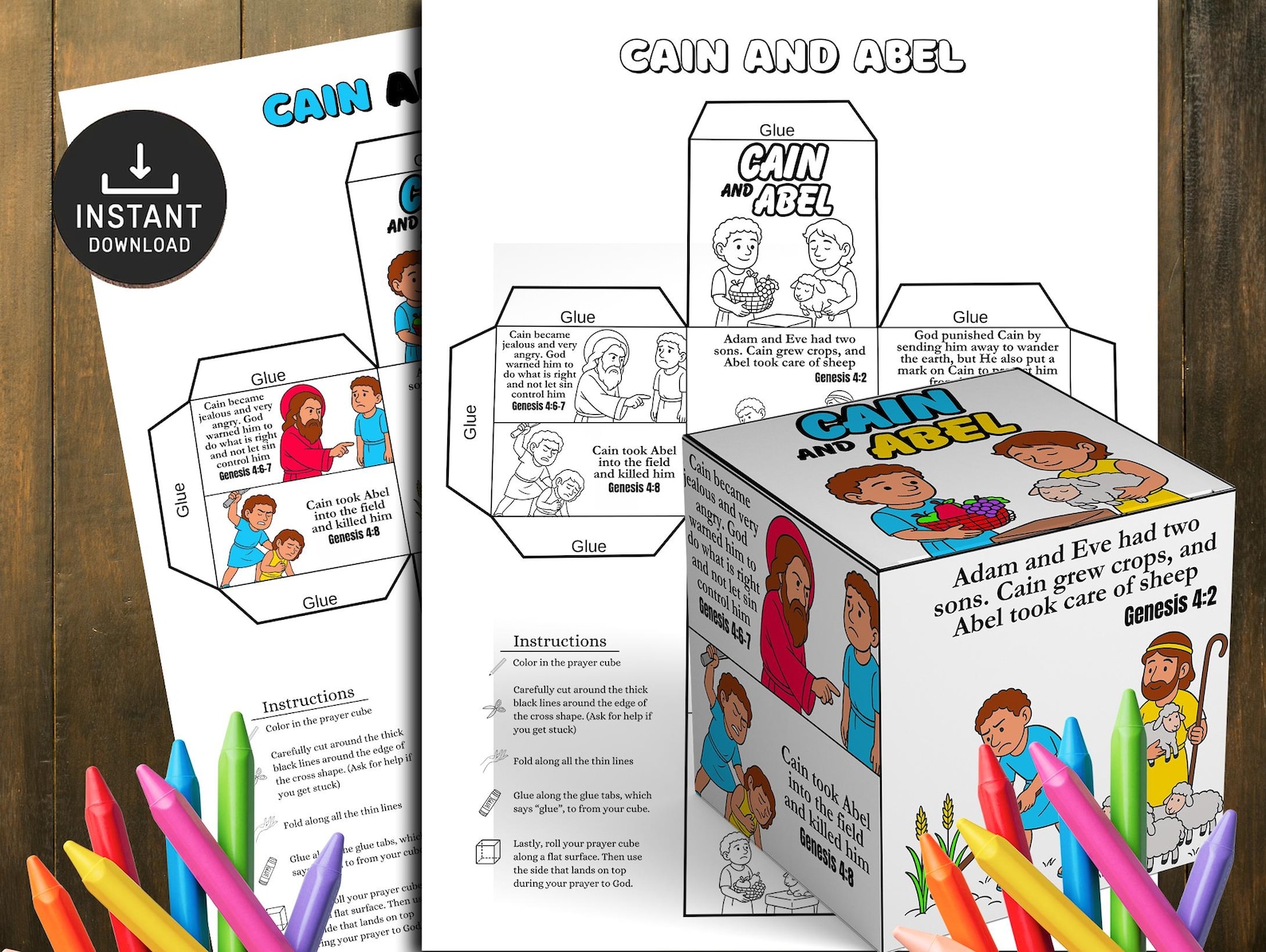 Cain and Abel Coloring Cube, Bible Lesson Kids, Bible Lesson, Memory ...