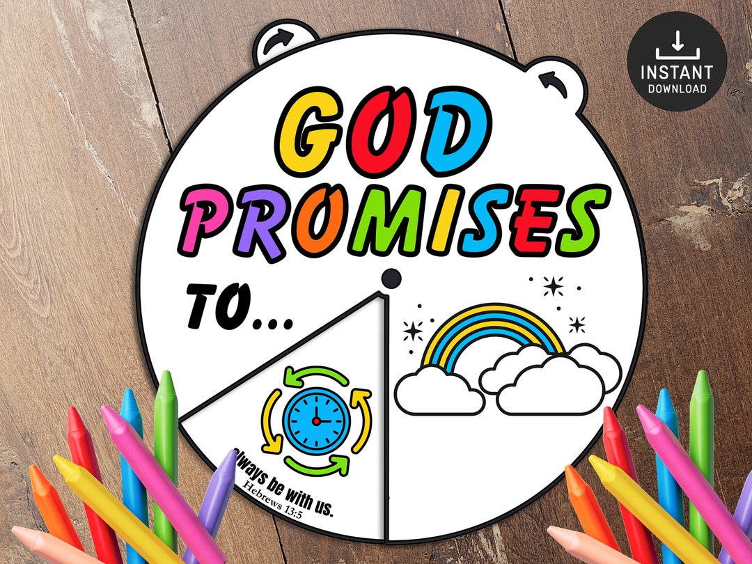 Gods Promises Coloring Wheel, Bible Activity, Kids Bible Lesson, Sunday ...