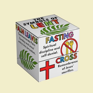 Lent Symbols Coloring Cube, Lent Activity for Kids, Ash Wednesday Bible ...
