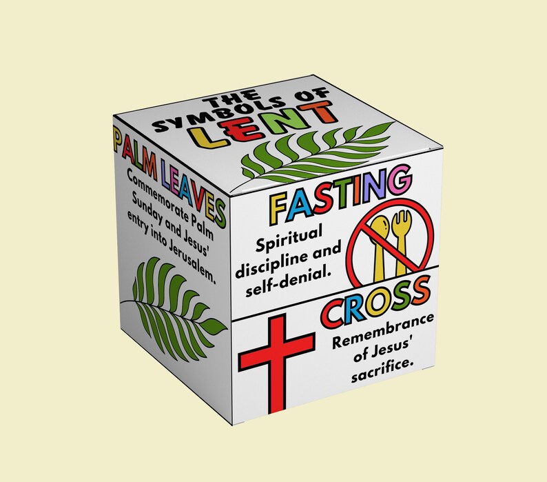 Lent Symbols Coloring Cube, Lent Activity for Kids, Ash Wednesday Bible ...