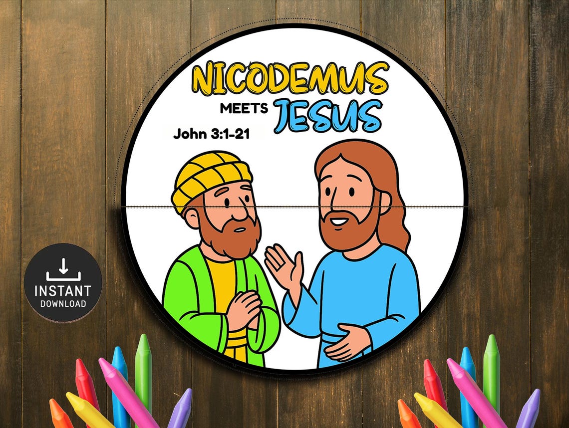 Nicodemus Meets Jesus Folding Surprise Bible Story Craft, Kids Bible ...