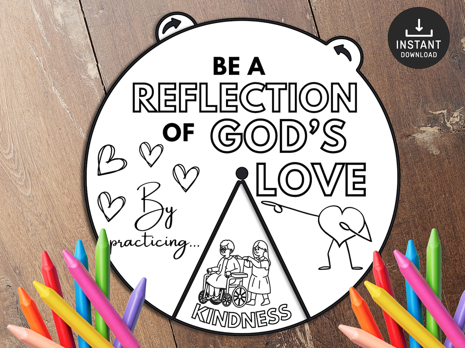 God is Love Coloring Wheel, Printable Bible Activity, Watercolor, Kids ...