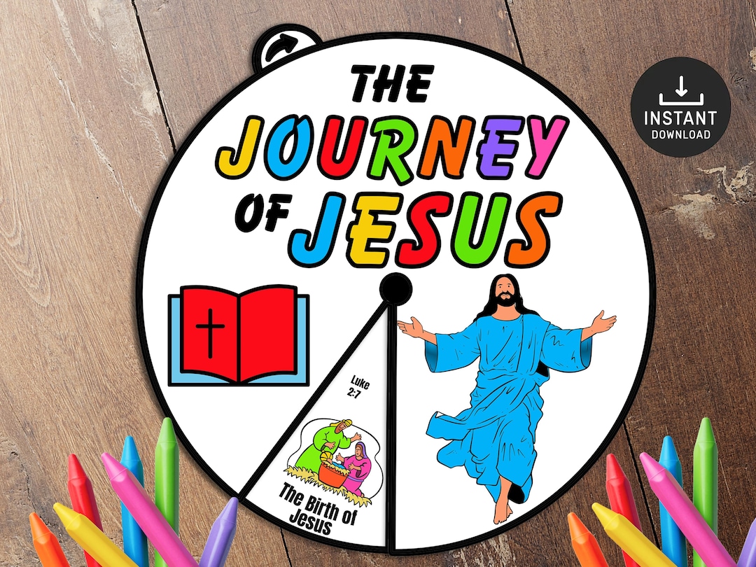 The Journey of Jesus Coloring Wheel, Printable Bible Activity, Kids ...