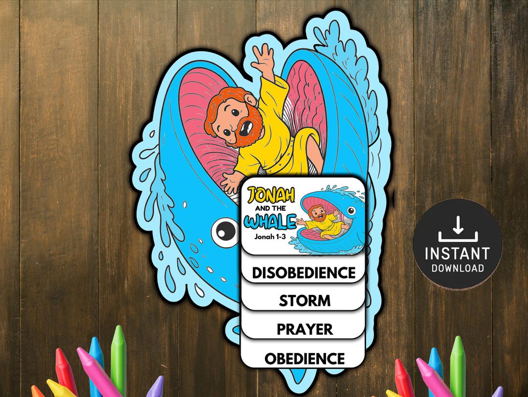 Jonah and the Whale Flipbook Bible Craft for Kids, Memory Game, Sunday ...