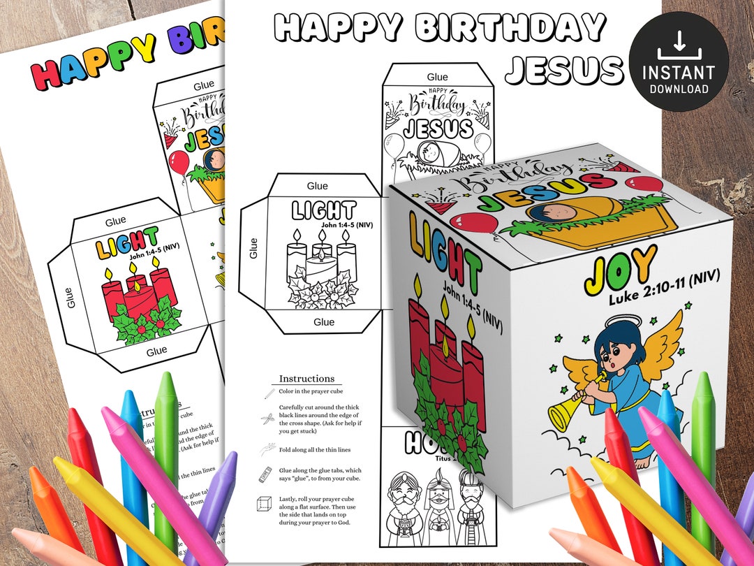 Happy Birthday Jesus Christmas Coloring Cube, Nativity Sunday School ...