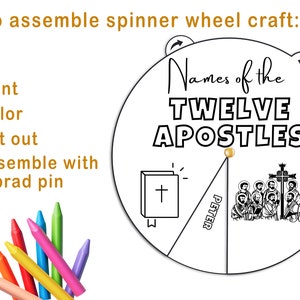 Names of the Twelve Apostles Coloring Wheel, Printable Bible Verse ...