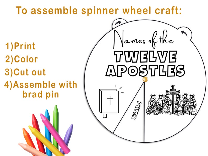 Names of the Twelve Apostles Coloring Wheel, Printable Bible Verse ...