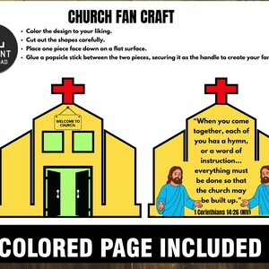 Kids Church Fan Craft, Sunday School Craft, Bible Activity for Kids ...