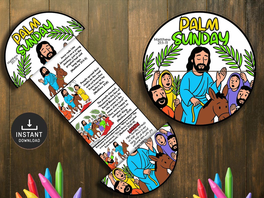 Palm Sunday Folding Surprise Bible Story Craft, Sunday School Activity ...
