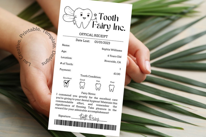 Tooth Fairy Receipt Template Editable Tooth Fairy Letter - Etsy