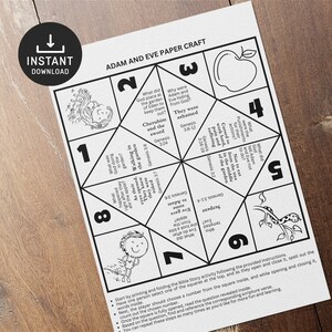 Adam and Eve Fortune Teller, Bible Story Activity, Sunday School Craft ...
