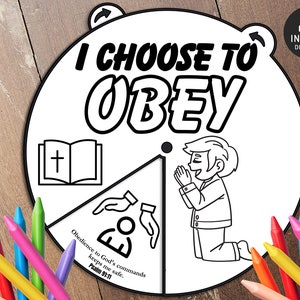 I Choose to Obey Coloring Wheel, Bible Activity, Kids Bible Lesson ...
