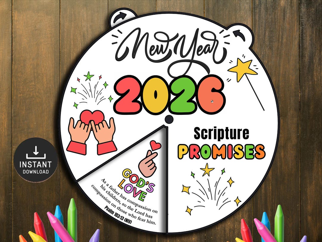 New Year 2026 Scriptures Coloring Wheel - Kids Scripture 2026 -bible ...
