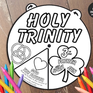 Holy Trinity Coloring Wheel, Shamrock Bible Activity, Matthew 28:19 ...