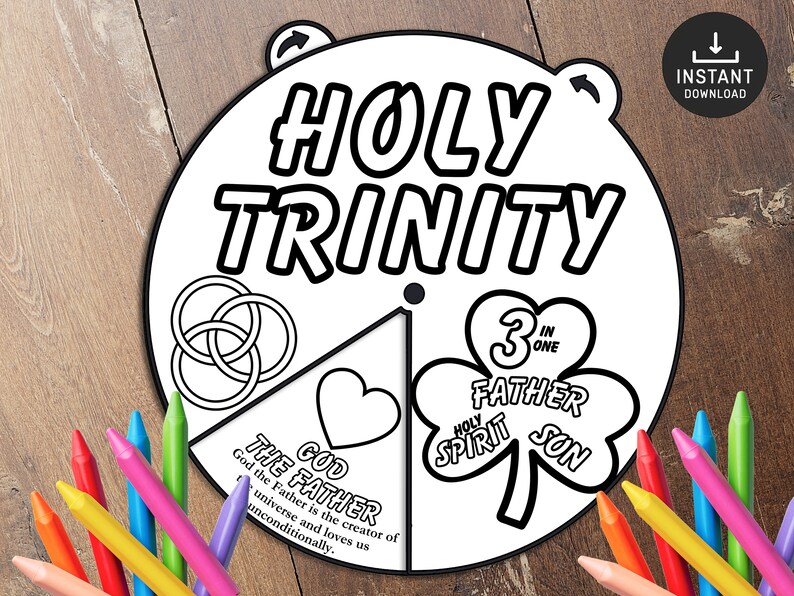 Holy Trinity Coloring Wheel, Shamrock Bible Activity, Matthew 28:19 ...