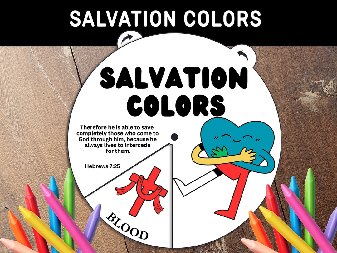 Salvation Coloring Wheel, Printable Bible Verse Activity, Watercolor ...