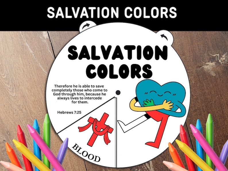 Salvation Coloring Wheel, Printable Bible Verse Activity, Watercolor ...