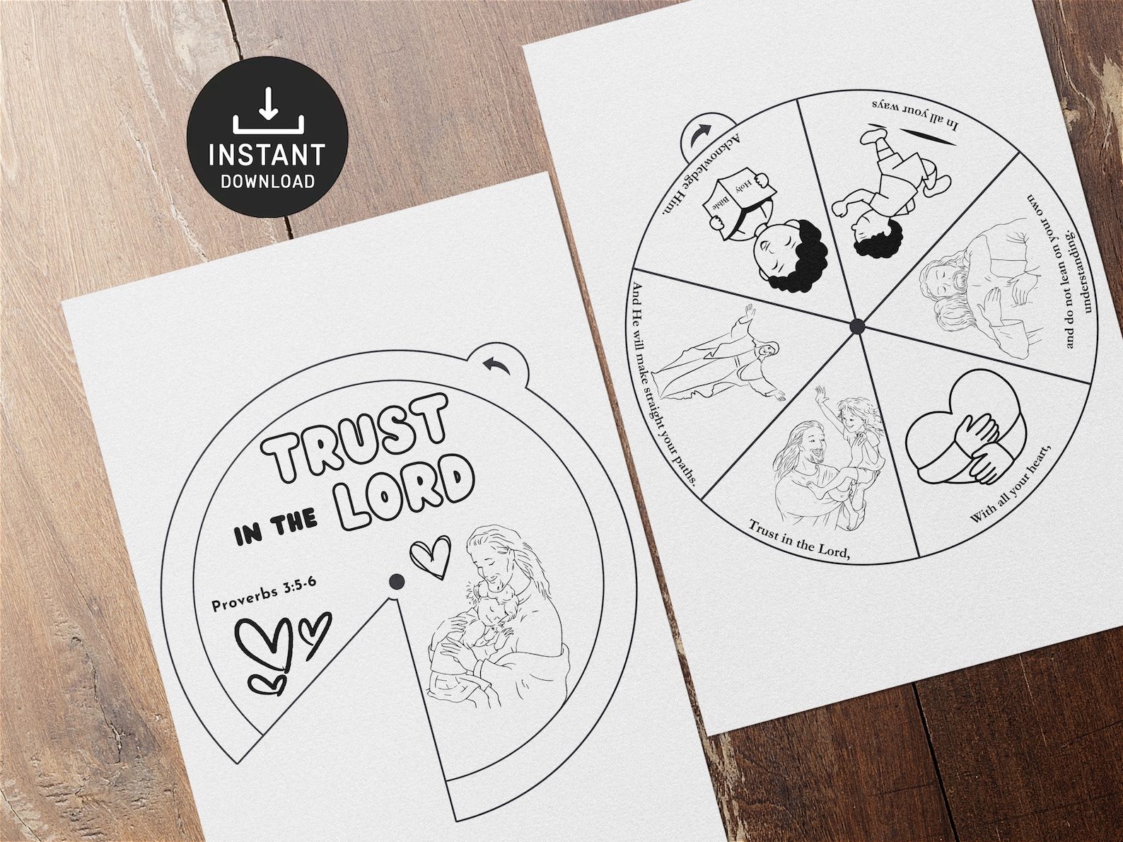 Trust in the Lord Coloring Wheel, Printable Bible Verse Activity, Kids ...